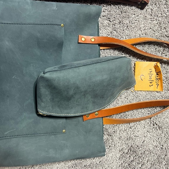 Portland Leather | Bags | Portland Leather Group Medium Tote And Matching Eclipse Bag In Storm W ...